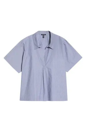 Eileen Fisher Organic Cotton Johnny Collar Top