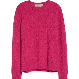 Valentino Garavani Cable Knit Wool Crewneck Sweater