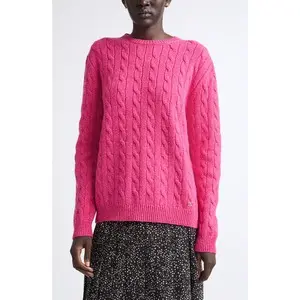 Valentino Garavani Cable Knit Wool Crewneck Sweater - Pink