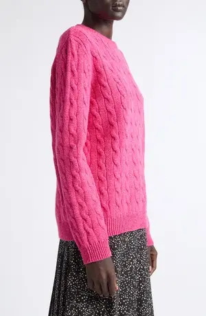 Valentino Garavani Cable Knit Wool Crewneck Sweater