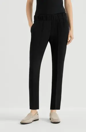 Brunello Cucinelli Silk And Acetate Crêpe Cady Tailored Jogger Trousers - Black