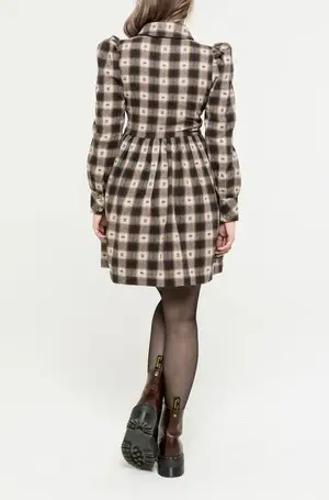 DISTURBIA Emily Cotton Check Mini Shirt Dress