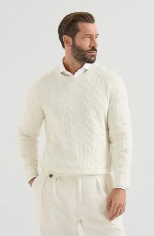 Brunello Cucinelli Cashmere Cable Knit Sweater - Panama