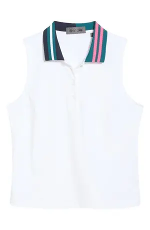 G/fore Sleeveless Golf Polo With Striped Collar