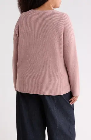 Eileen Fisher V-neck Sweater With Organic Cotton Blend