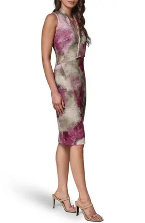 Donna Karan New York Sleeveless Sheath Dress With Printed Dimension And Hardware Detail