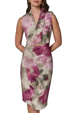 Donna Karan New York Sleeveless Sheath Dress With Printed Dimension And Hardware Detail