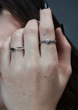 DISTURBIA Teara Skull Sterling Ring - Silver