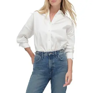 FAVORITE DAUGHTER Classic Poplin Shirt With Embroidered Cuff - White