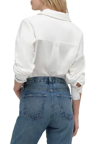 FAVORITE DAUGHTER Classic Poplin Shirt With Embroidered Cuff