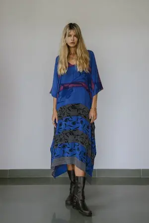 SUN CHILD Long Caftan Lyman - Periwinkle