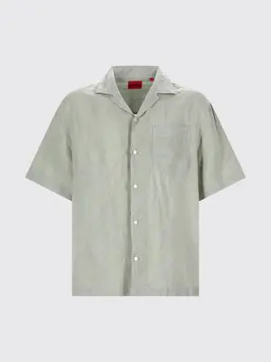 Hugo Cuban Collar Linen Short-sleeve Bowling Shirt - Green