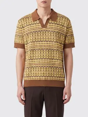 Drole De Monsieur Abstract Jacquard Knit Cotton Polo