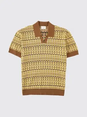 Drole De Monsieur Abstract Jacquard Knit Cotton Polo