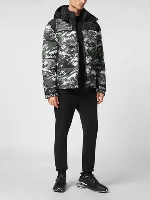 PLEIN SPORT Camouflage Hooded Puffer Jacket