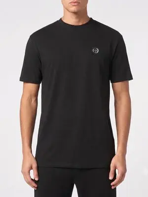 PLEIN SPORT Slim Fit Cotton T-shirt With Contrast Logo Print - Black
