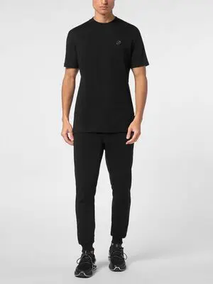 PLEIN SPORT Slim Fit Cotton T-shirt With Contrast Logo Print - Black