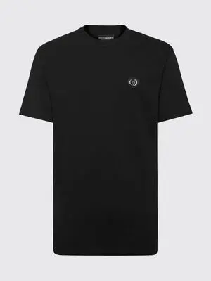 PLEIN SPORT Slim Fit Cotton T-shirt With Contrast Logo Print - Black