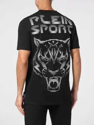 PLEIN SPORT Slim Fit Cotton T-shirt With Contrast Logo Print - White 1