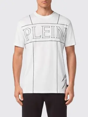 PLEIN SPORT Slim Fit Cotton T-shirt With Contrast Logo Print