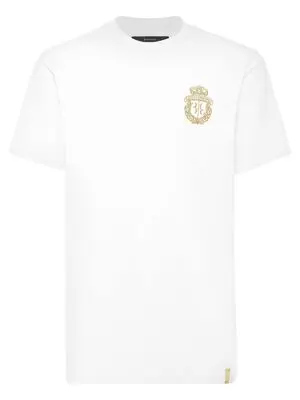 BILLIONAIRE Slim Fit Cotton T-shirt With Embroidered Crest - White