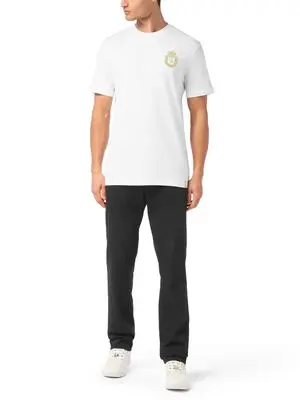 BILLIONAIRE Slim Fit Cotton T-shirt With Embroidered Crest - White