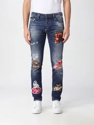 Philipp Plein Skinny Fit Jeans In Cotton With Worn Effect