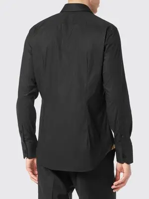 BILLIONAIRE Slim Fit Cotton Poplin Shirt With French Collar And Long Sleeves - Black