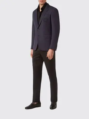 BILLIONAIRE Single-breasted Wool Blend Blazer With Classic Lapels And Flap Pockets