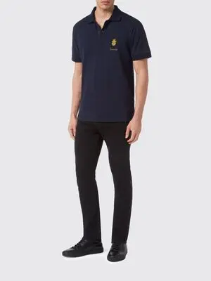 BILLIONAIRE Short-sleeved Cotton Polo Shirt With Ribbed Collar And Crest Logo