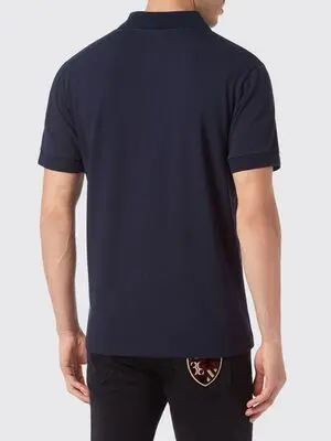 BILLIONAIRE Short-sleeved Cotton Polo Shirt With Ribbed Collar And Crest Logo