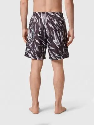 PLEIN SPORT Graphic Print Drawstring Shorts - Black