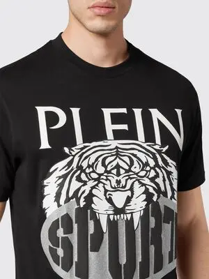 PLEIN SPORT Slim Fit Cotton T-shirt With Contrast Graphic Print - White 1