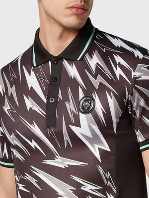 PLEIN SPORT Slim Fit Cotton Polo Shirt With Printed Logo And Contrast Trims