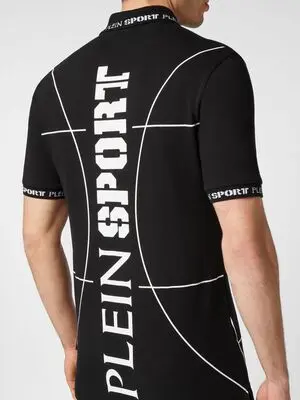 PLEIN SPORT Slim Fit Short-sleeve Cotton Polo With Printed Hexagon Logo - White 1