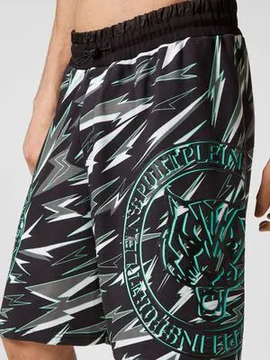 PLEIN SPORT Graphic Print Jersey Sports Shorts