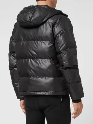 Philipp Plein Padded Technical Fabric Puffer Jacket With Hood And Logo - Black