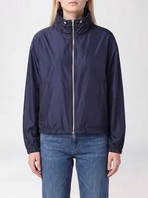 Herno Short Water-repellent Taffeta Windbreaker Jacket With Hood And High Neck - Blue