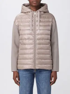 Herno Short Down Jacket With Hood And Knit Details - Beige