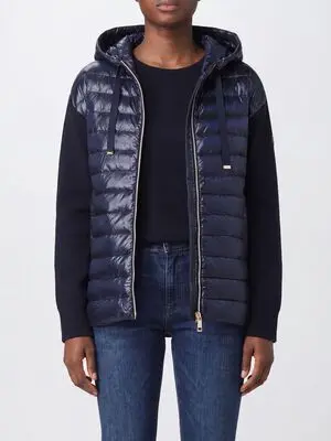 Herno Short Down Jacket With Hood And Knit Details - Blue