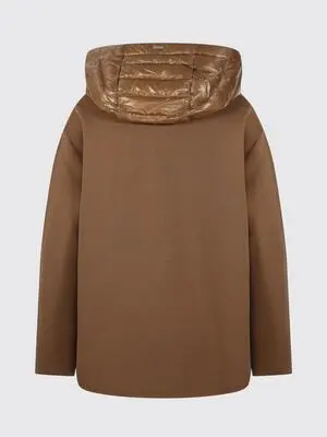 Herno Short Down Jacket With Hood And Knit Details - Brown