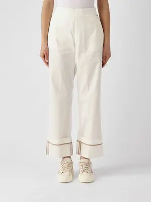 Herno High-waisted Wide-leg Trousers In Water-repellent Cotton Gabardine - White