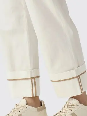 Herno High-waisted Wide-leg Trousers In Water-repellent Cotton Gabardine - White