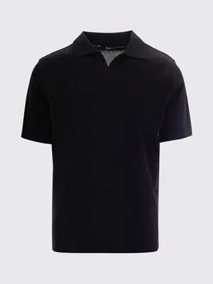 Herno Short-sleeved Polo Shirt In Cotton With Classic Collar And V-neck - Black
