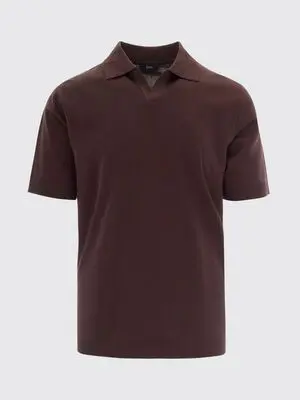 Herno Short-sleeved Polo Shirt In Cotton With Classic Collar And V-neck - Brown