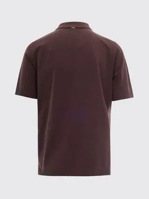 Herno Short-sleeved Polo Shirt In Cotton With Classic Collar And V-neck - Brown