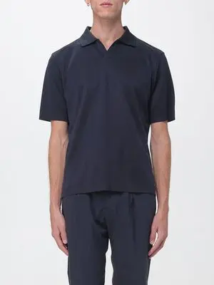 Herno Short-sleeved Cotton Polo Shirt With Classic Collar And V-neck - Navy
