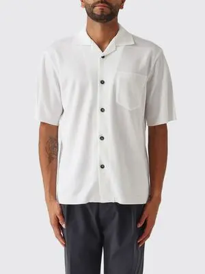 Herno Short-sleeved Jersey Shirt With Cuban Collar And Pocket - White
