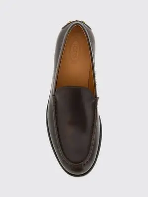 TOD'S Smooth Leather Loafers With Embossed T Timeless Logo And Studded Heel - Brown