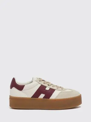 Hogan Platform Leather And Suede Sneakers With H Logo - White